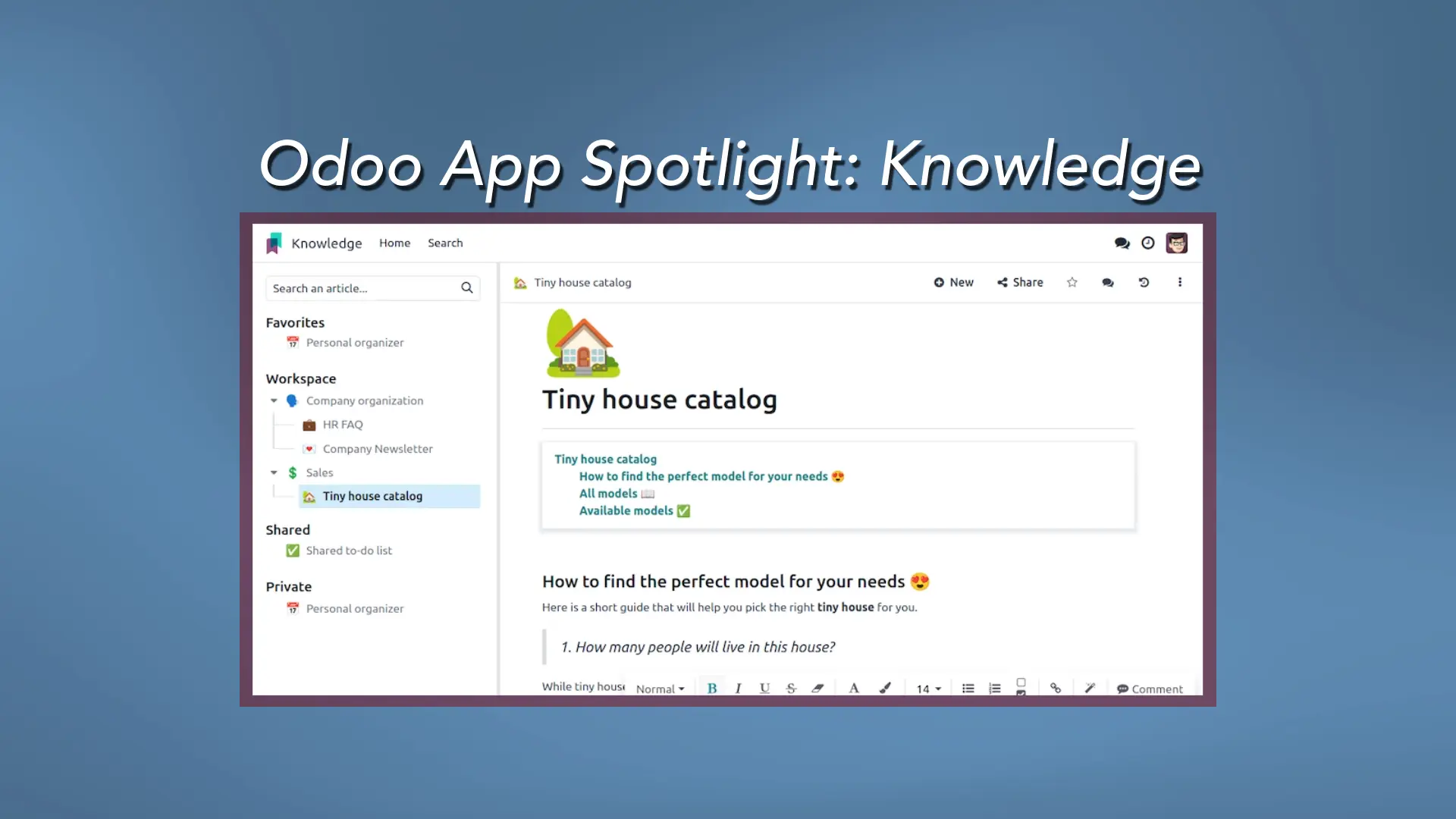 Centralize Information Sharing with the Odoo Knowledge App